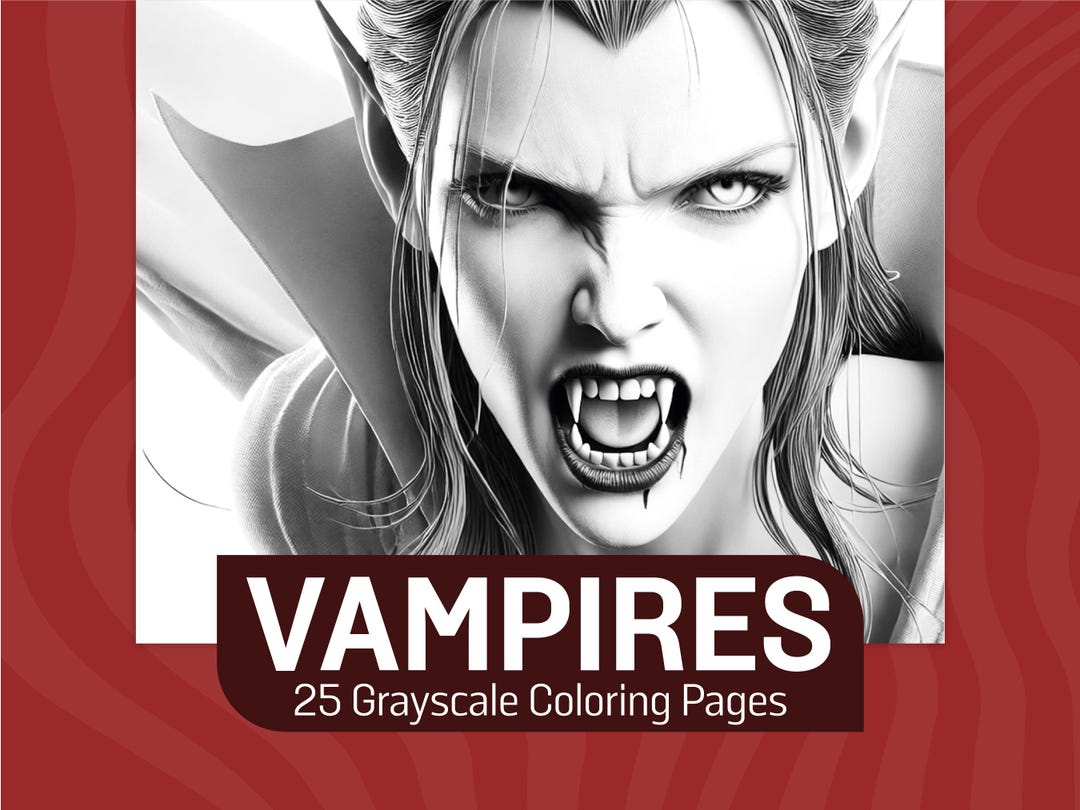 Grayscale Vampire Coloring Pages for Adults & Kids | Man and Woman ...