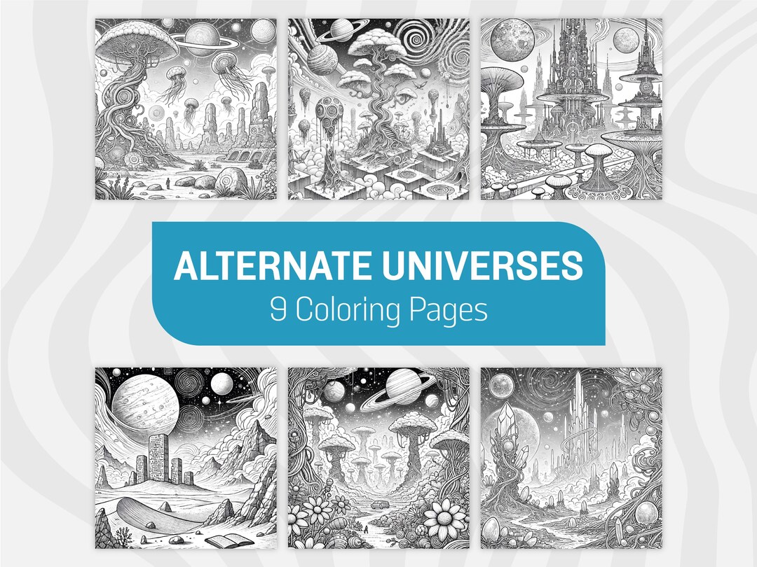 Alternate Universe Coloring Pages in Grayscale for Adults Fantasy ...