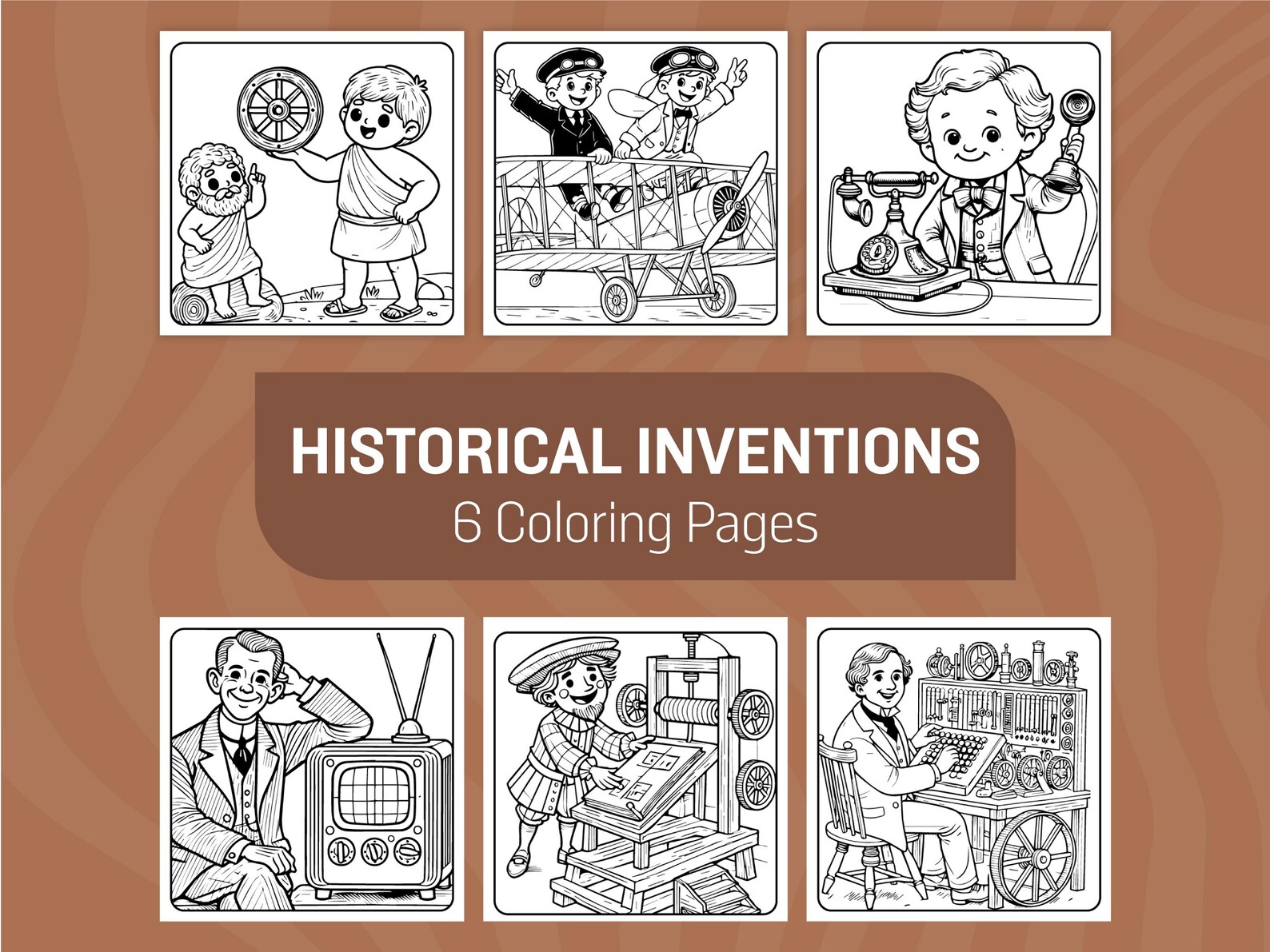 Historical Inventions Coloring Pages for Kids Educational Coloring ...