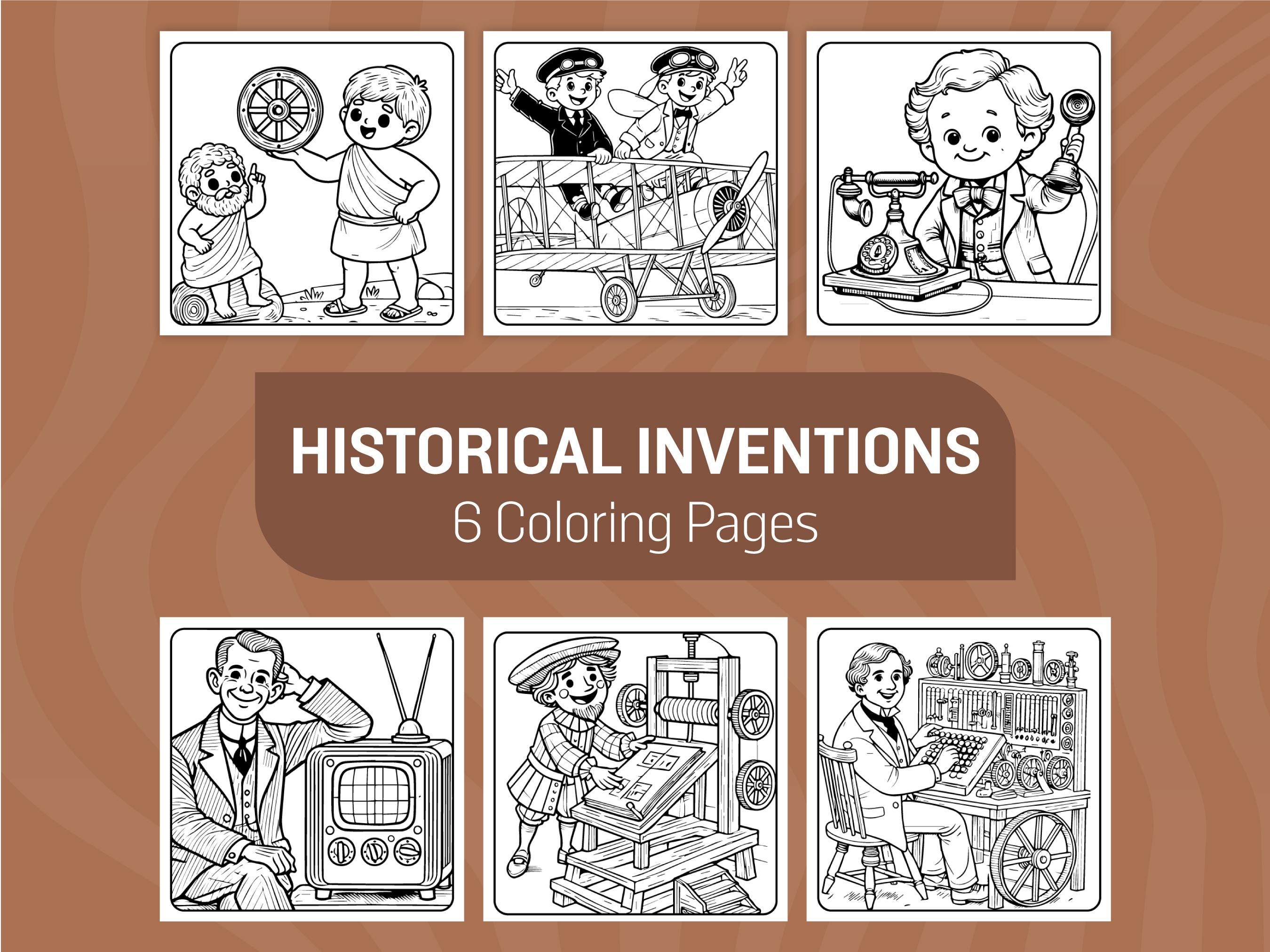 Historical Inventions Coloring Pages for Kids Educational Coloring ...