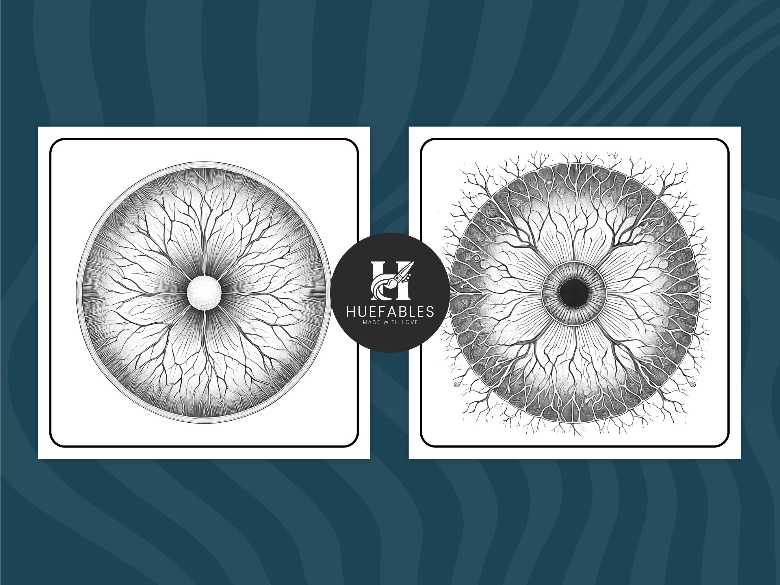 Eye Retina Grayscale Coloring Pages Eye Coloring Pages for Adult & Kid ...