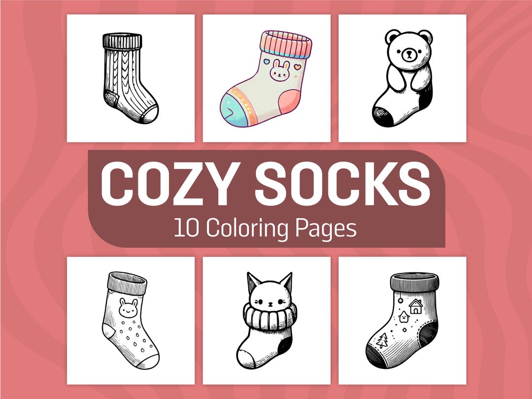 Cozy Socks Coloring Pages for Kids & Adults | Printable Cute Socks PDF ...