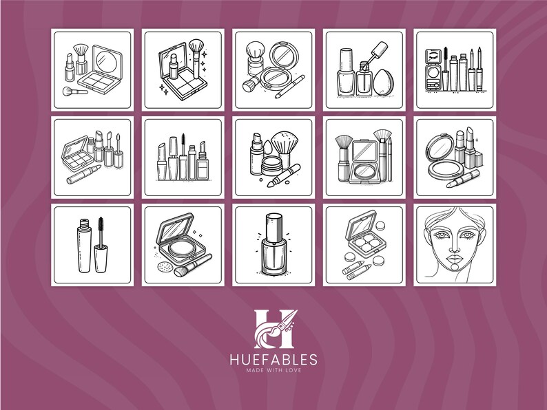 Cosmetics Coloring Pages for Kids & Adults | Instant Download Makeup ...