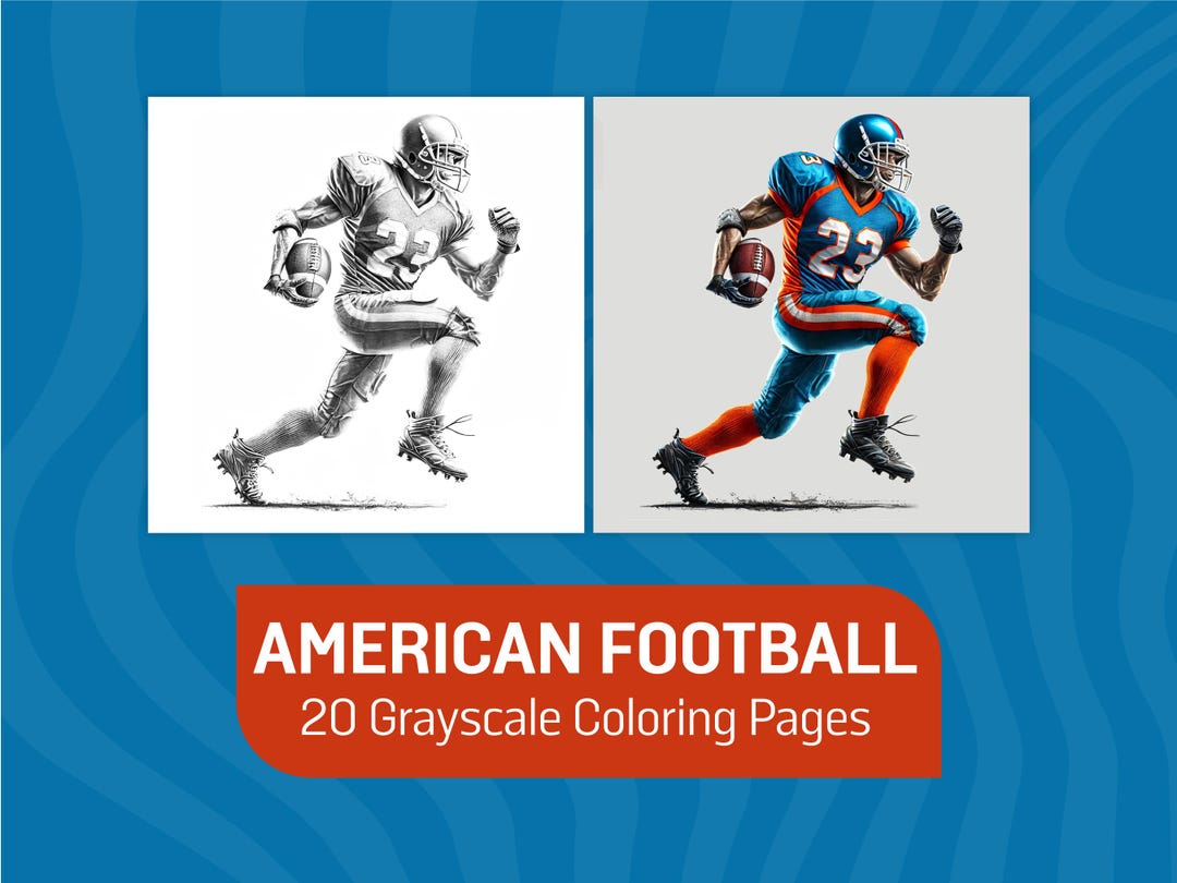 Football Coloring Pages – Grayscale American Football Player Coloring ...