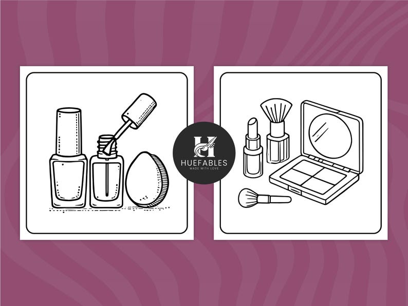 Cosmetics Coloring Pages for Kids & Adults | Instant Download Makeup ...