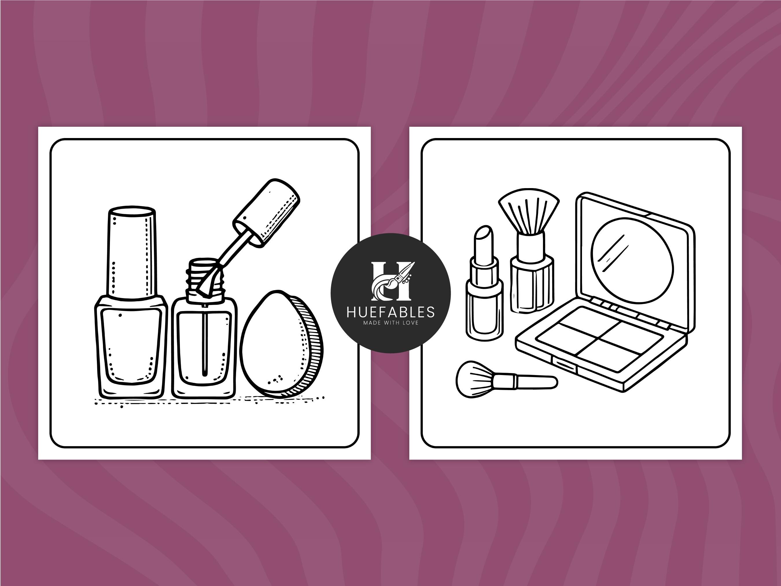 Cosmetics Coloring Pages for Kids & Adults Instant Download Makeup ...