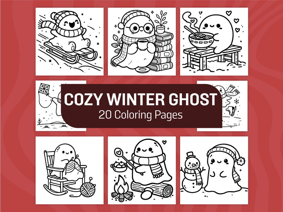 Cozy Winter Ghost Coloring Pages - Warm Winter Coloring Sheets for ...
