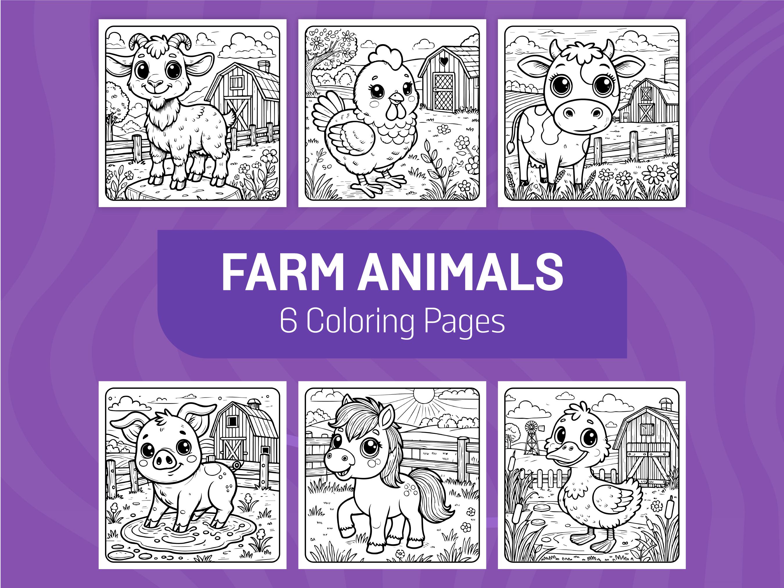 Farm Animals Coloring Pages for Kids - Printable Digital Download ...