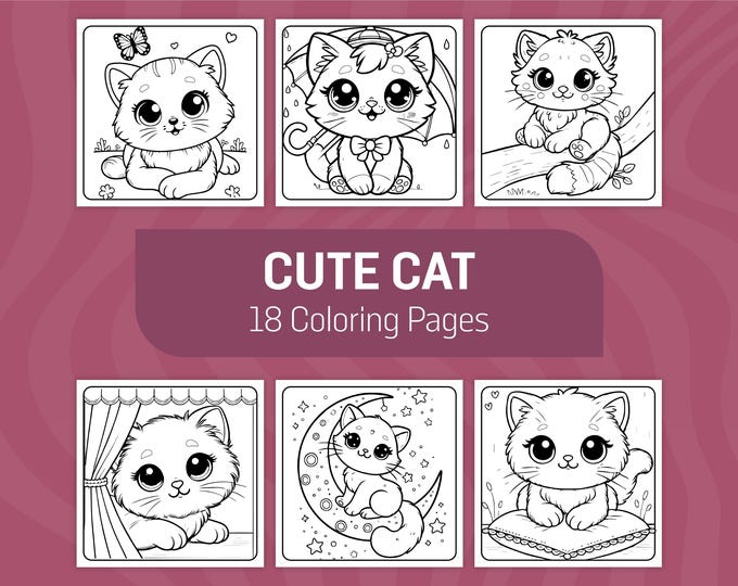 10 Cute Kitten Coloring Pages Perfect for Kids and Cat Lovers - Etsy Canada