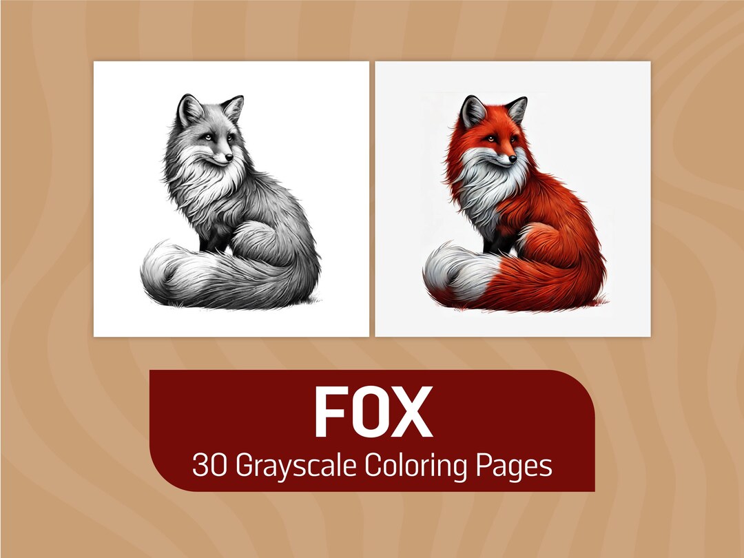 Fox Coloring Pages | Digital Download | Grayscale Printable Fox ...