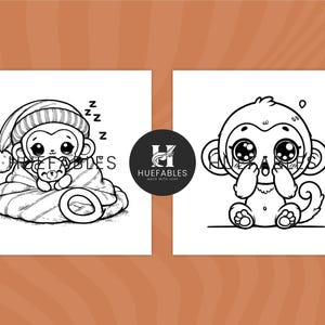 Kawaii Baby Monkey Coloring Pages | Cute Monkeys Coloring Sheets for ...