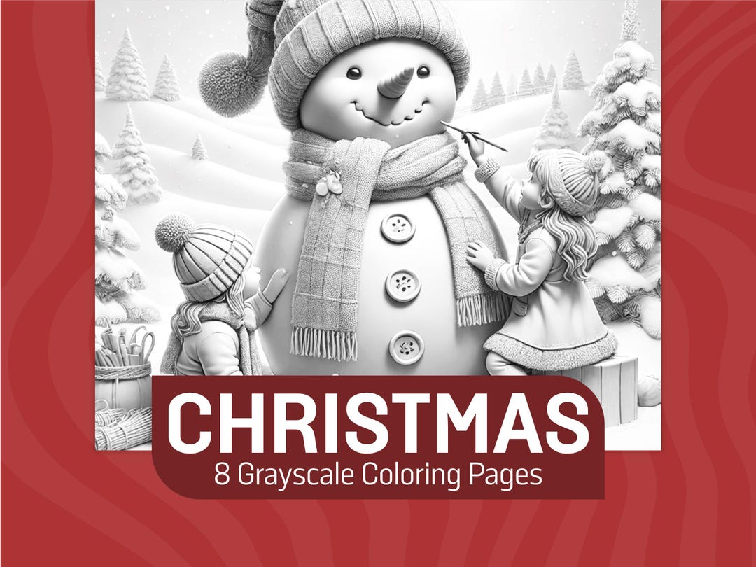 Grayscale Christmas Coloring Book: Festive Designs (PDF) - Etsy