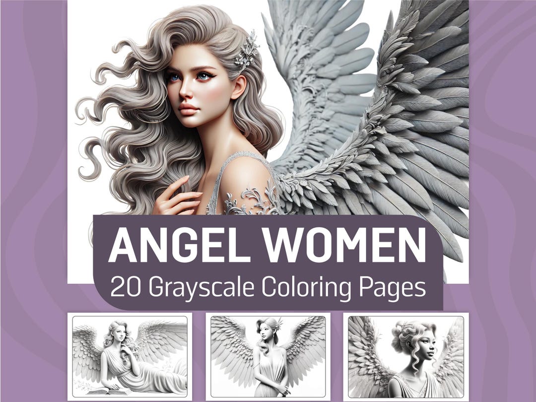 Angel Women Coloring Pages - Realistic Grayscale Angel Coloring Sheets ...