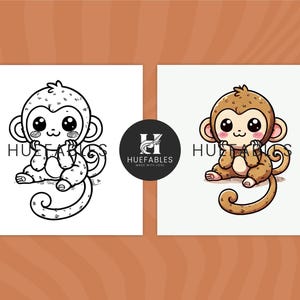 Kawaii Baby Monkey Coloring Pages | Cute Monkeys Coloring Sheets for ...
