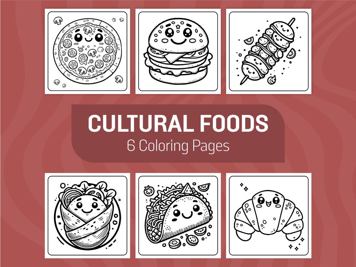 Cultural Food Coloring Pages for Kids | World Foods Coloring Sheets ...