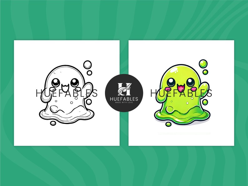 Kawaii Slime Coloring Pages Fun Emotion Slime Coloring Sheets for Kids ...