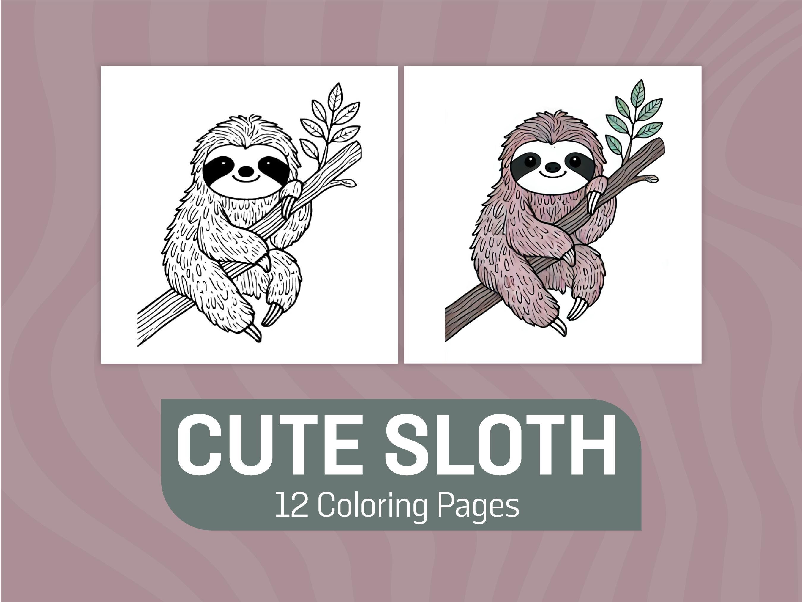 Cute Sloth Coloring Pages for Kids & Adults | Sloth Coloring Sheets ...