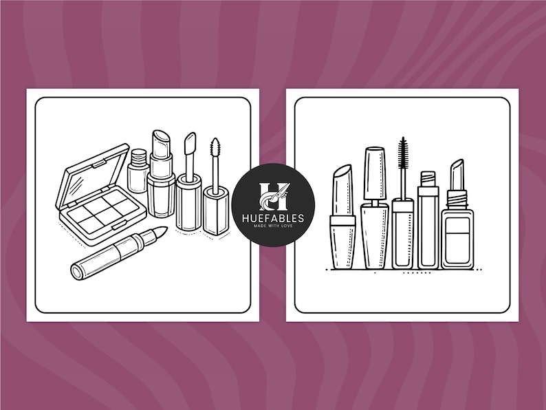 Cosmetics Coloring Pages for Kids & Adults Instant Download Makeup ...