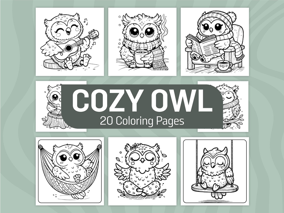 Cozy Owl Coloring Book | 20 Pages, Kids & Adults (digital Download - Etsy