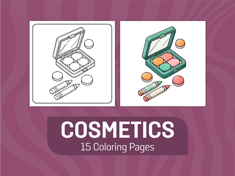 Cosmetics Coloring Pages for Kids & Adults | Instant Download Makeup ...