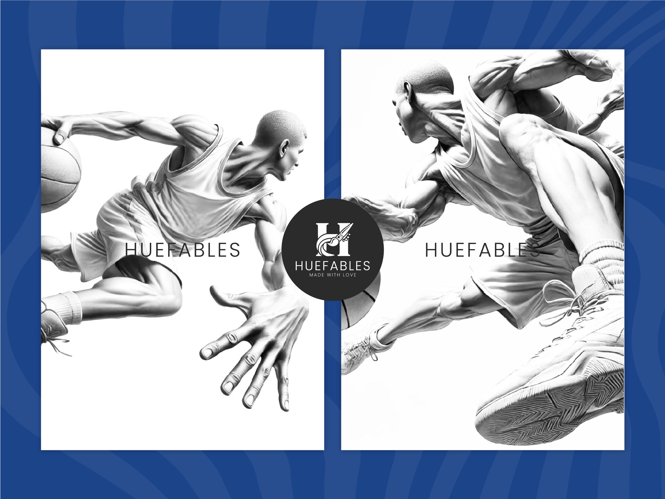 Basketball Coloring Pages for Adults & Kids Basketball Player Poses ...