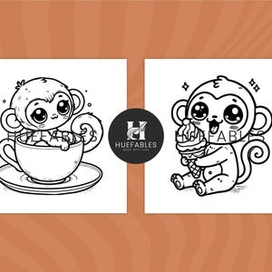 Kawaii Baby Monkey Coloring Pages | Cute Monkeys Coloring Sheets for ...