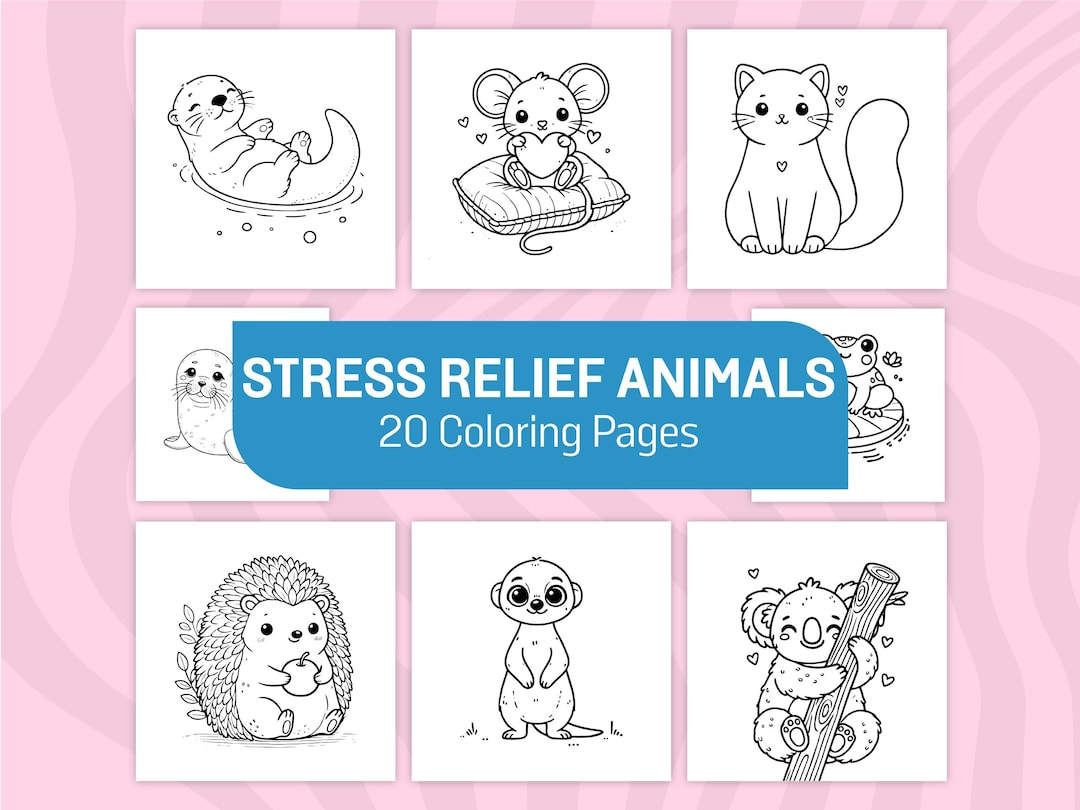 Stress Relief Animals Coloring Pages - Cute and Adorable Animal ...