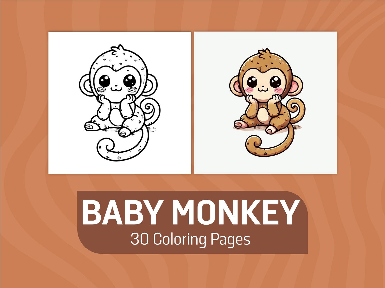 Kawaii Baby Monkey Coloring Pages | Cute Monkeys Coloring Sheets for ...