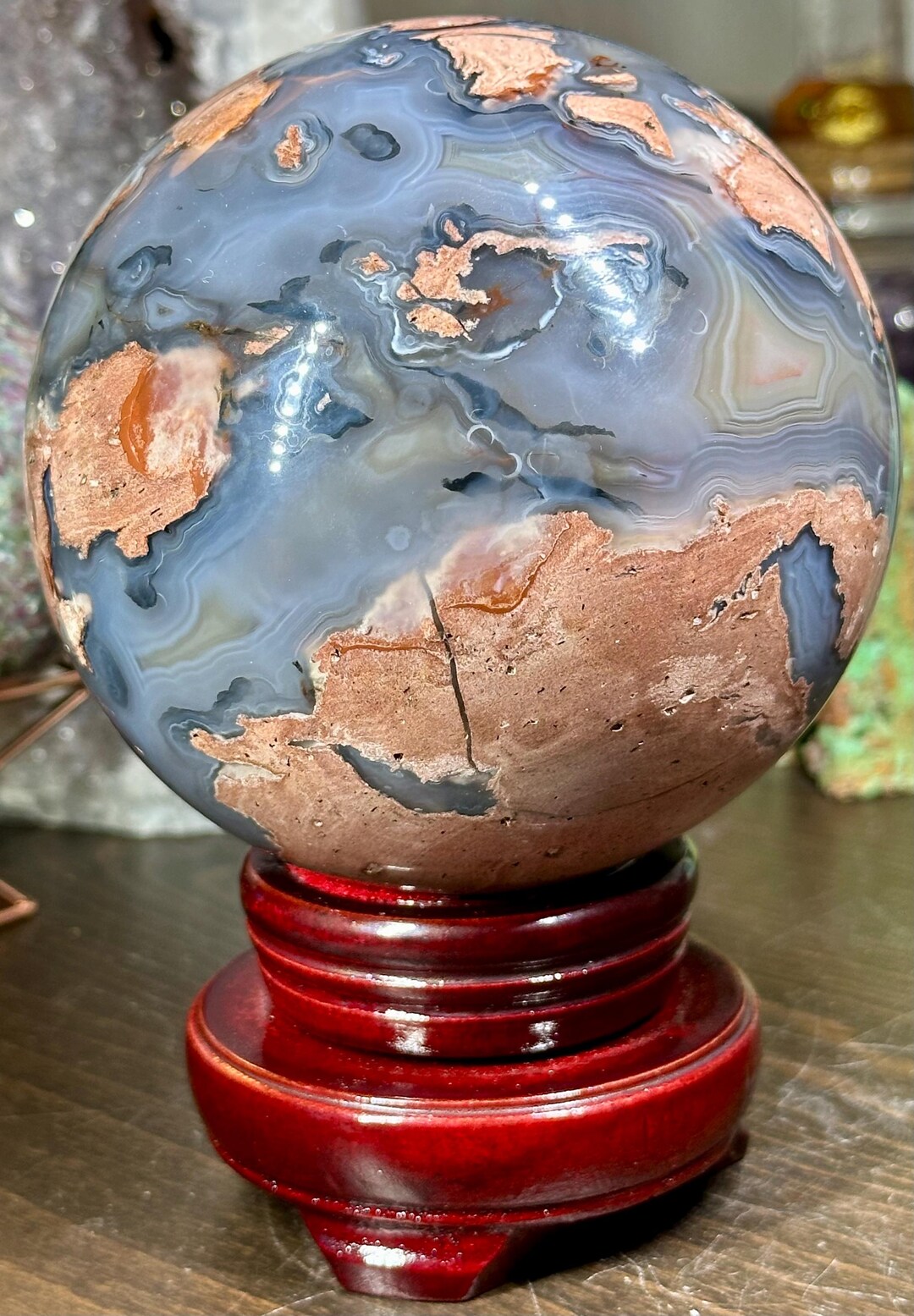 Football Volcanic Agate Crystal Sphere - Etsy