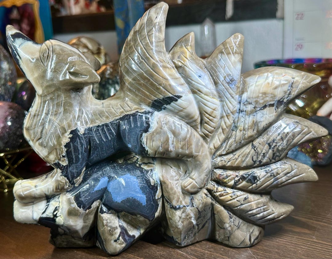 Volcano Agate Nine-tailed Fox Carving - Etsy
