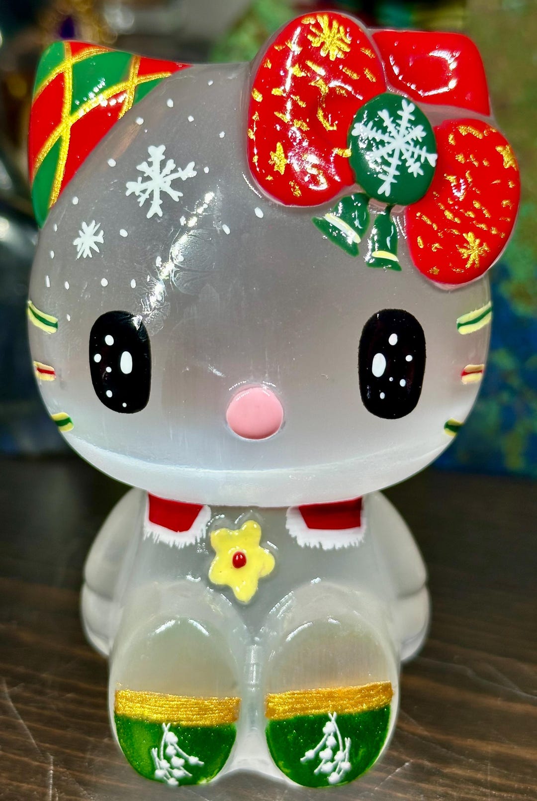 Cute Hand-painted Selenite Christmas Hello Kitty Crystal Carving - Etsy