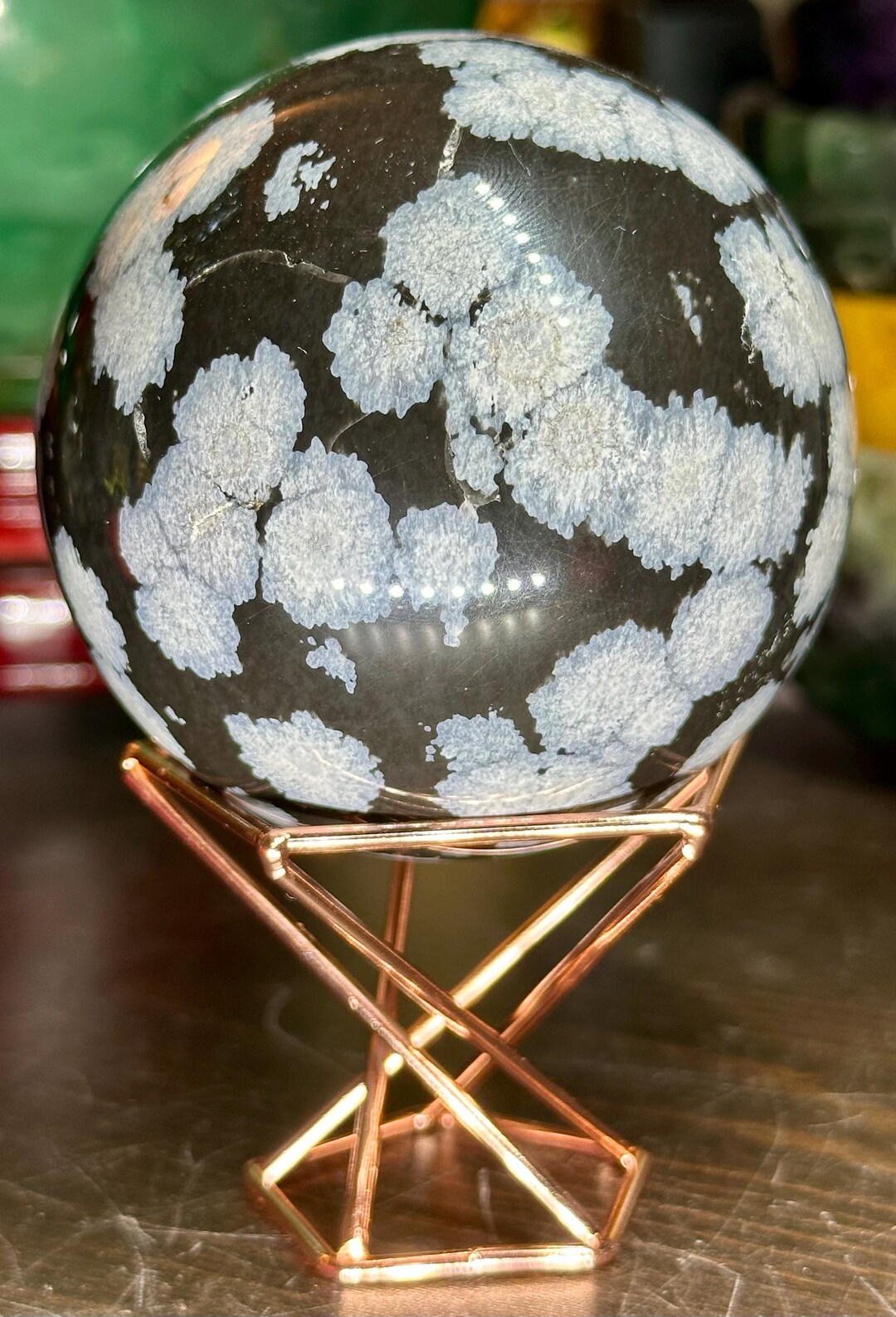 Snowflake Obsidian Crystal Sphere - Etsy