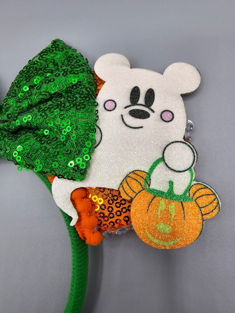 Mickey Mouse Ear Headband Halloween Ghost Pumpkin Adult Kids - Etsy