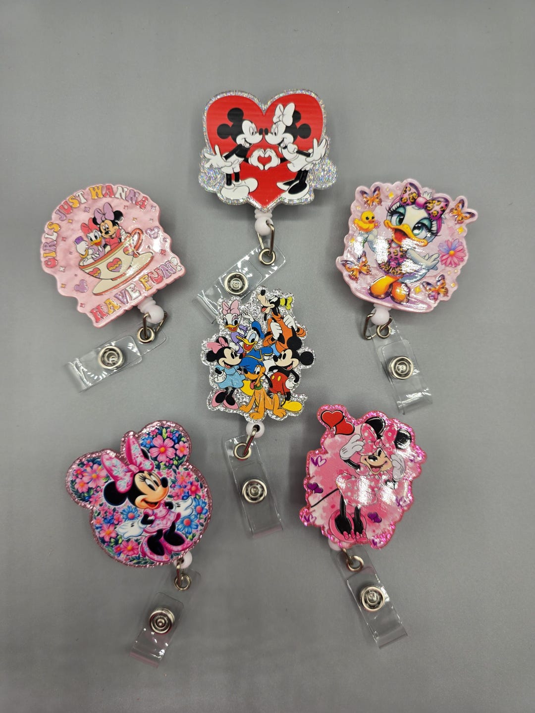Mouse Daisy Donald Duck Friends Goofy Pluto Glitter Badge Reel - Etsy