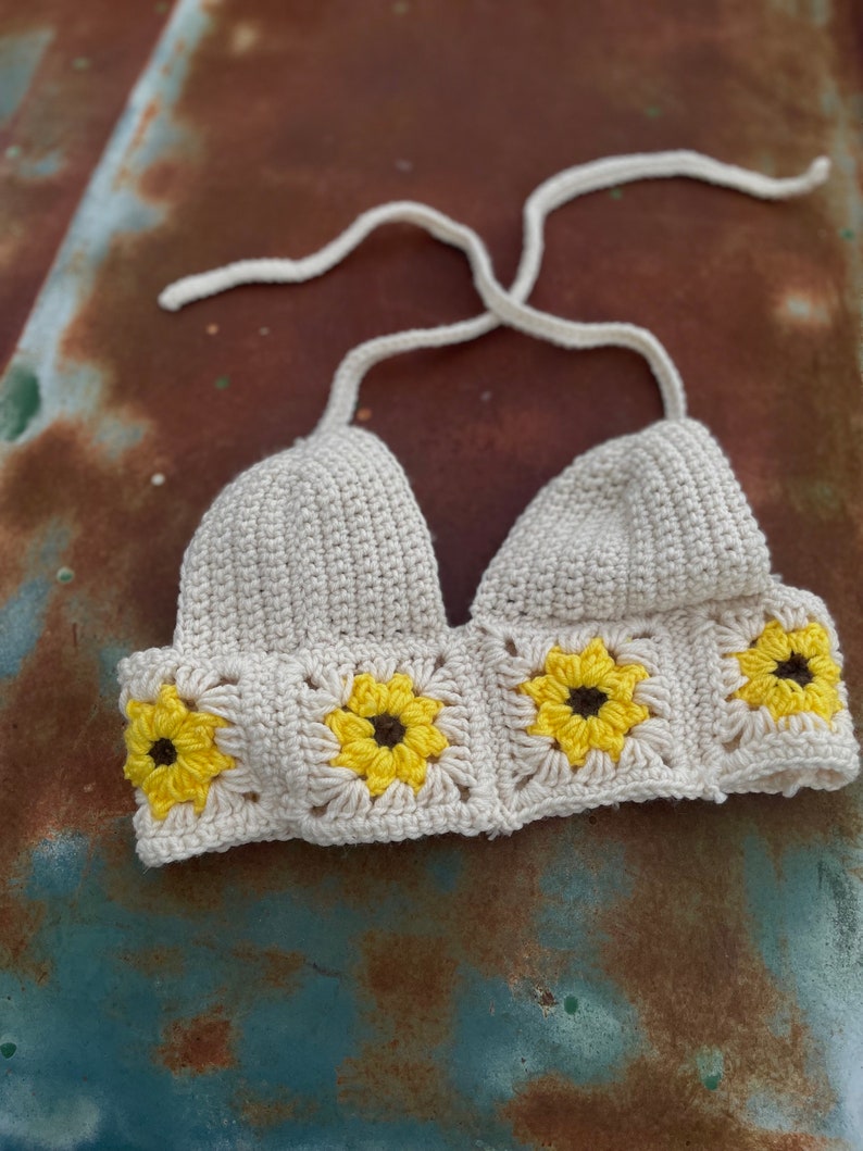 Crochet Flower Crop Top - Etsy
