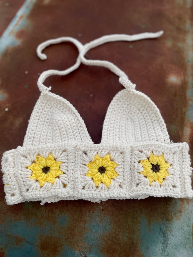 Crochet Flower Crop Top - Etsy