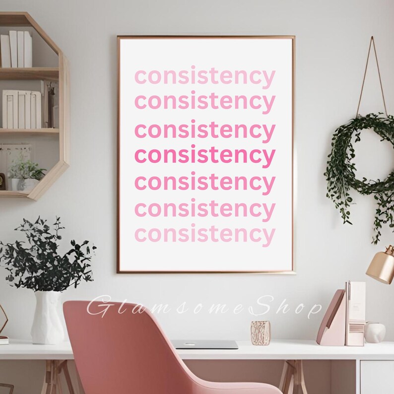 Consistency Wall Art – Pink Aesthetic Motivational Print – Minimalist ...