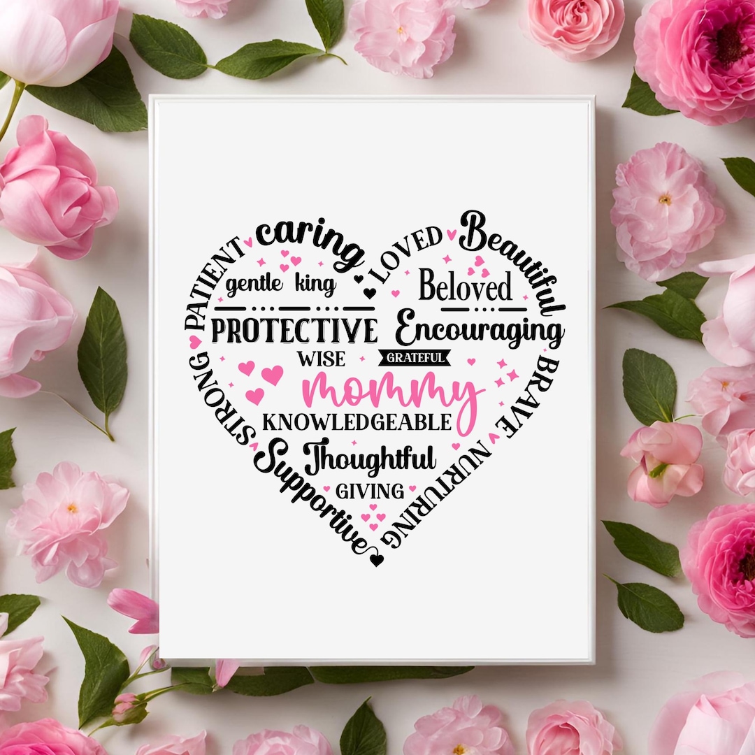 Mommy Word Art Print, Cute & Heartfelt Printable Wall Art for Mom’s ...