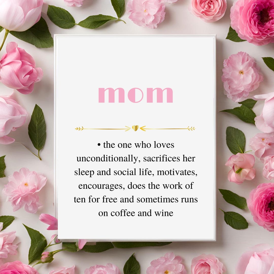 Mom Definition Printable Wall Art, Funny Heartfelt Mothers Day Gift ...