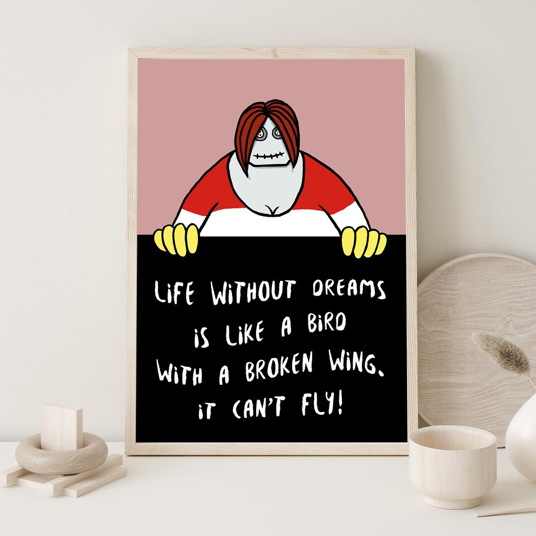 Motivational Quote Wall Art for Kids Dream Inspiration Art Bird Broken ...