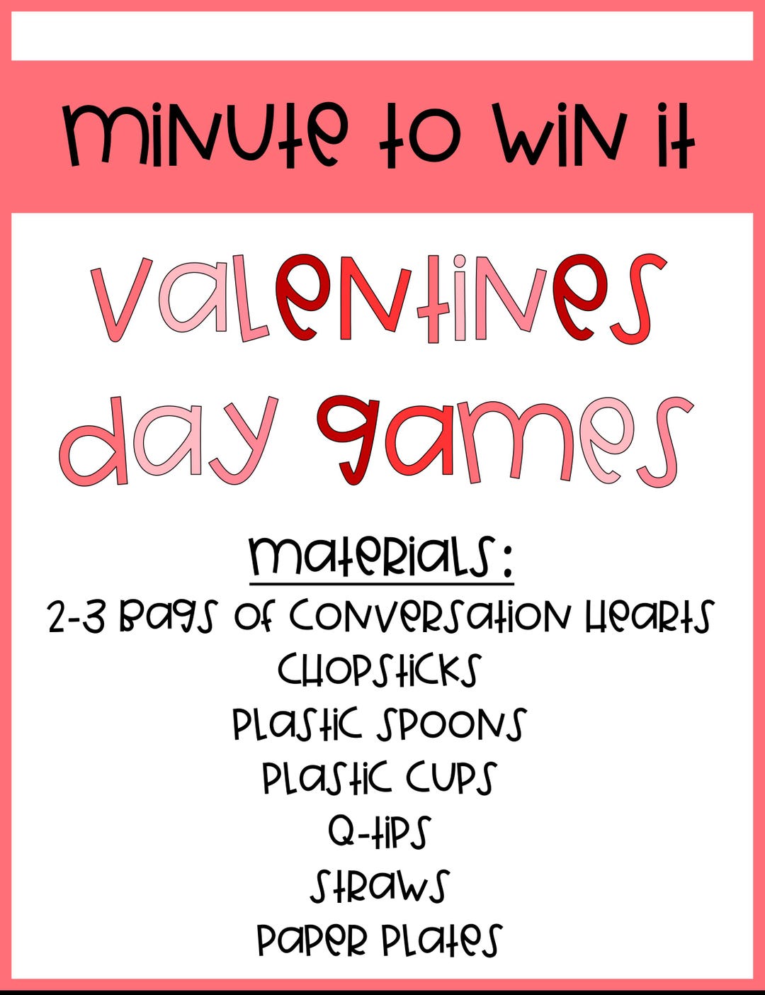 Valentine's Day Minute to Win It Games - Etsy