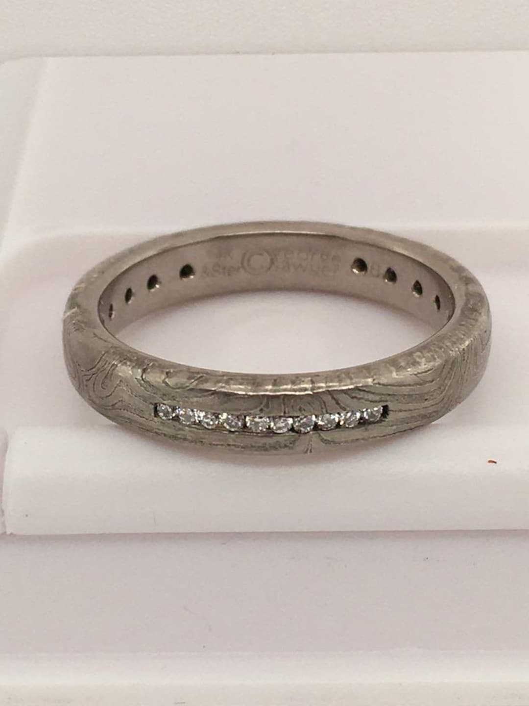 GEORGE SAWYER Mokume Ring 14k Gold & Etched Sterling With 3 Channels of ...