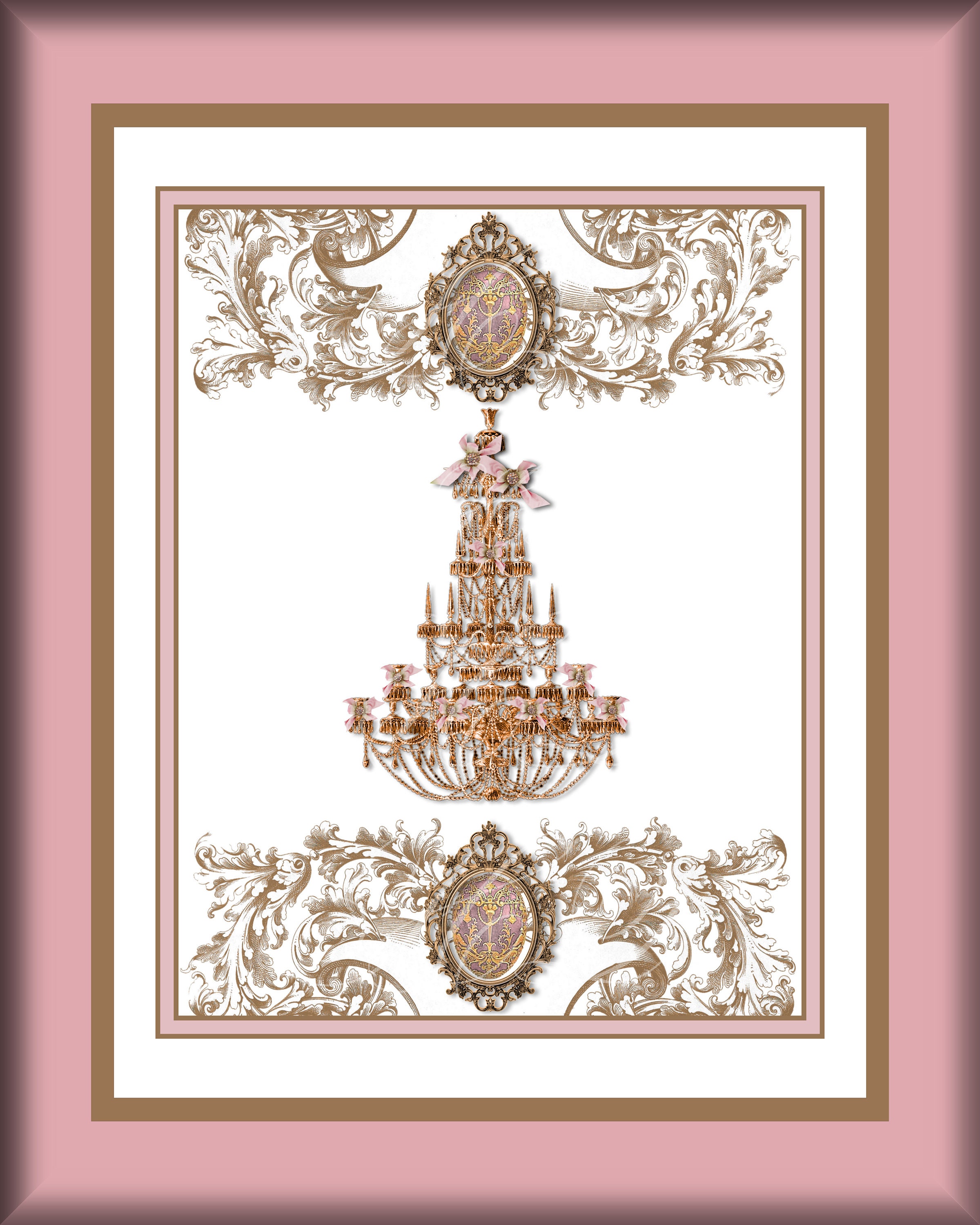 Chandelier Art Print, French Chic, French Country Decor, Blush Pink and ...