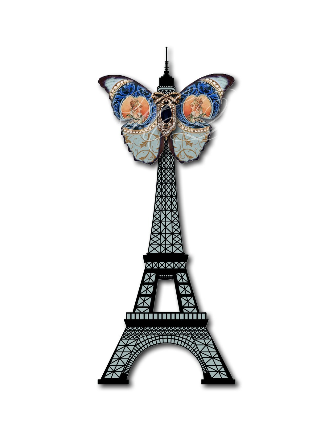 Paris Wall Art, Butterfly Cottage Decor, French Room Decor, Eiffel ...