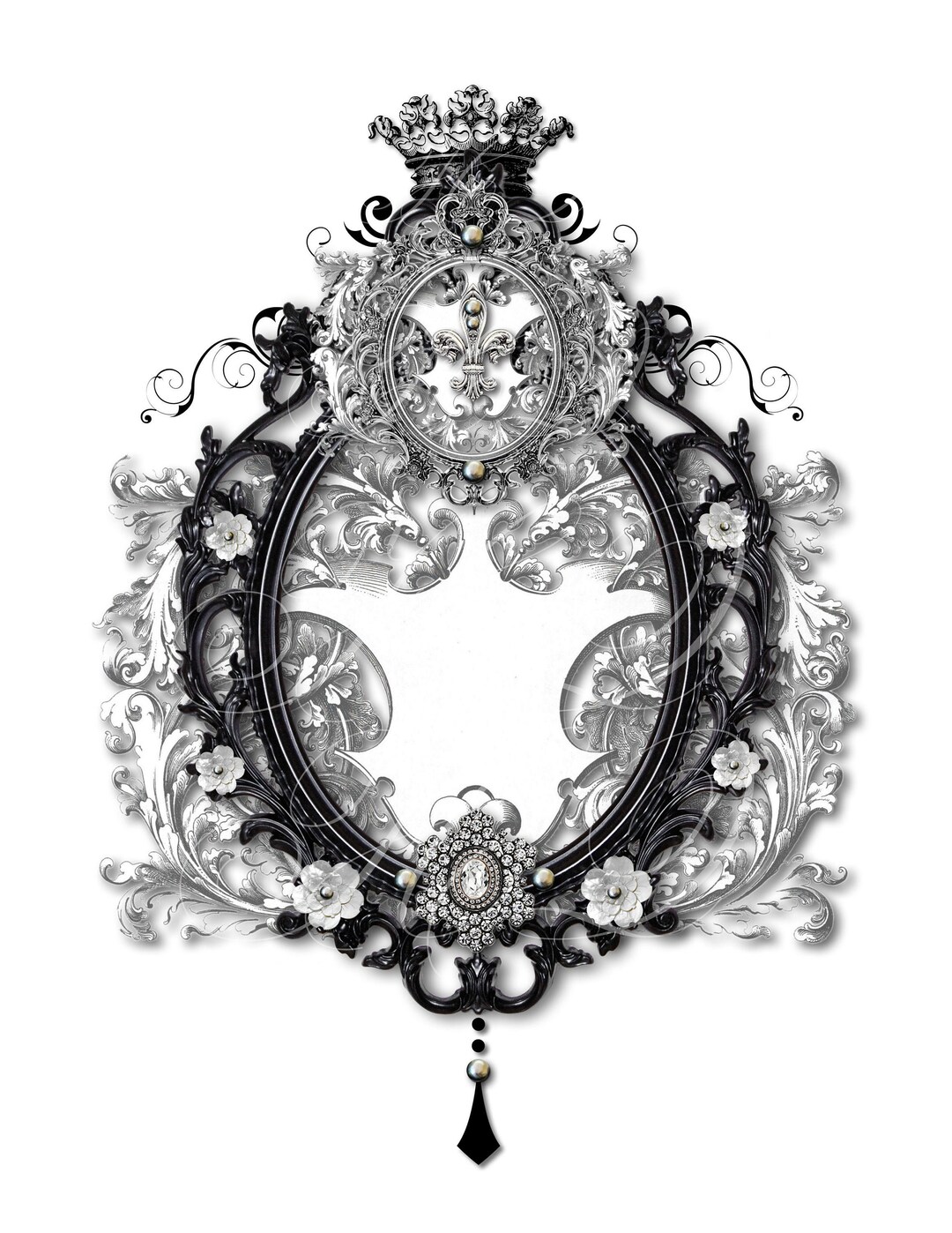 Decorative Print, Black and White Frame Art, Duchess, Printable Paper ...