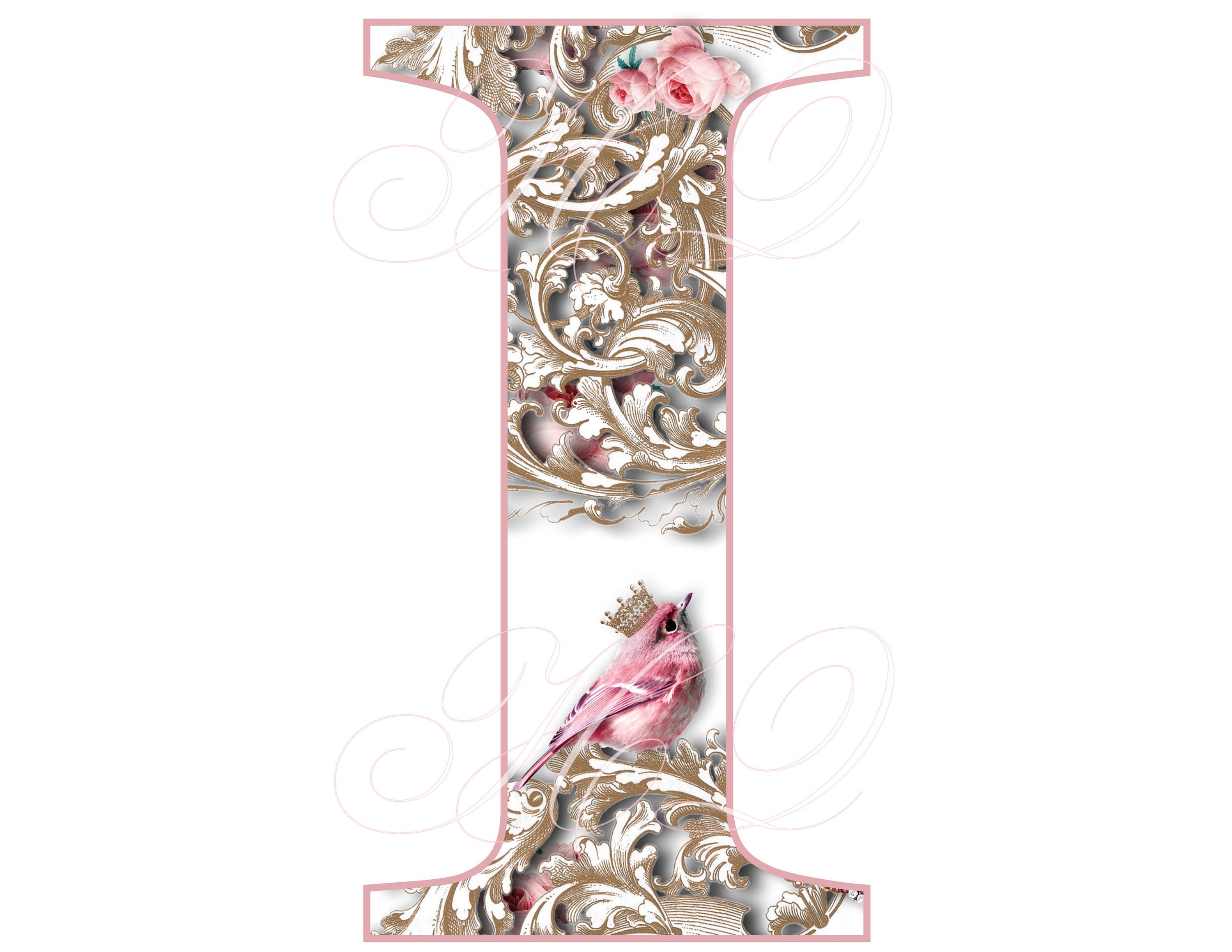 Letter Art Digital, I, Printable Letters, Floral Initial, Create Wall ...