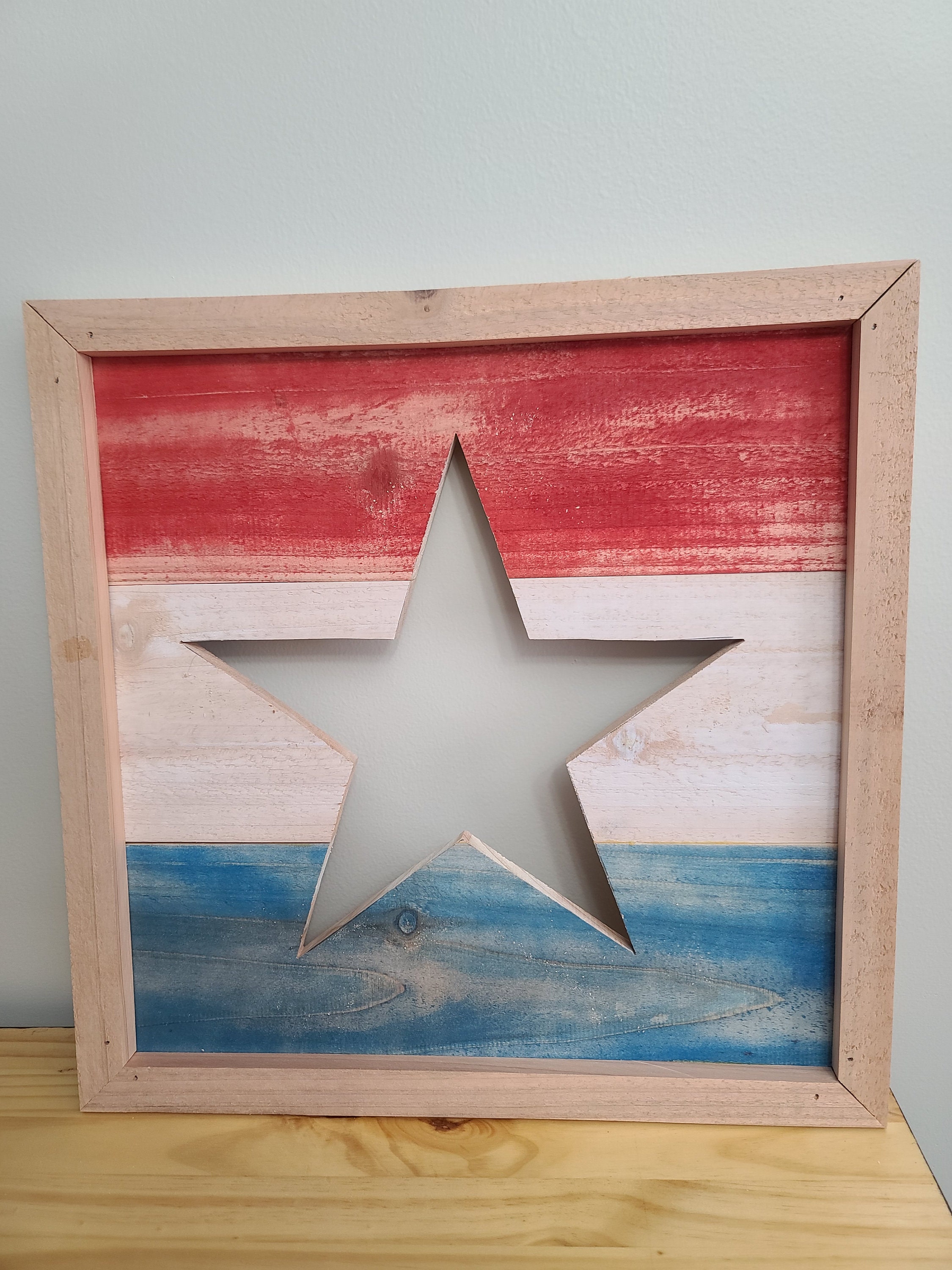 Framed Red, White and Blue Star Cutout. - Etsy