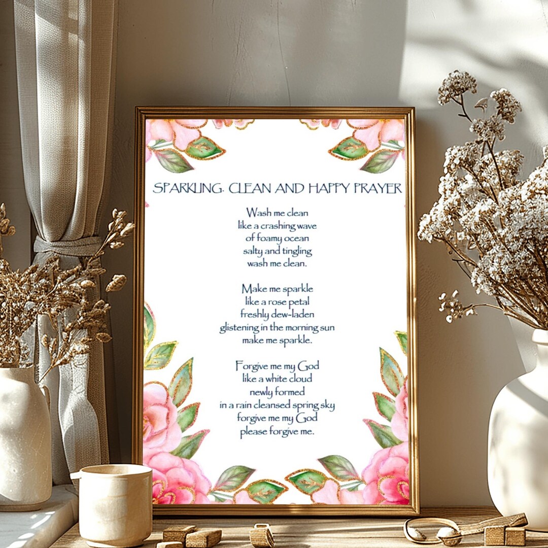 Sparkling Clean and Happy Prayer, Framed Canvas Poetry Art Print ...
