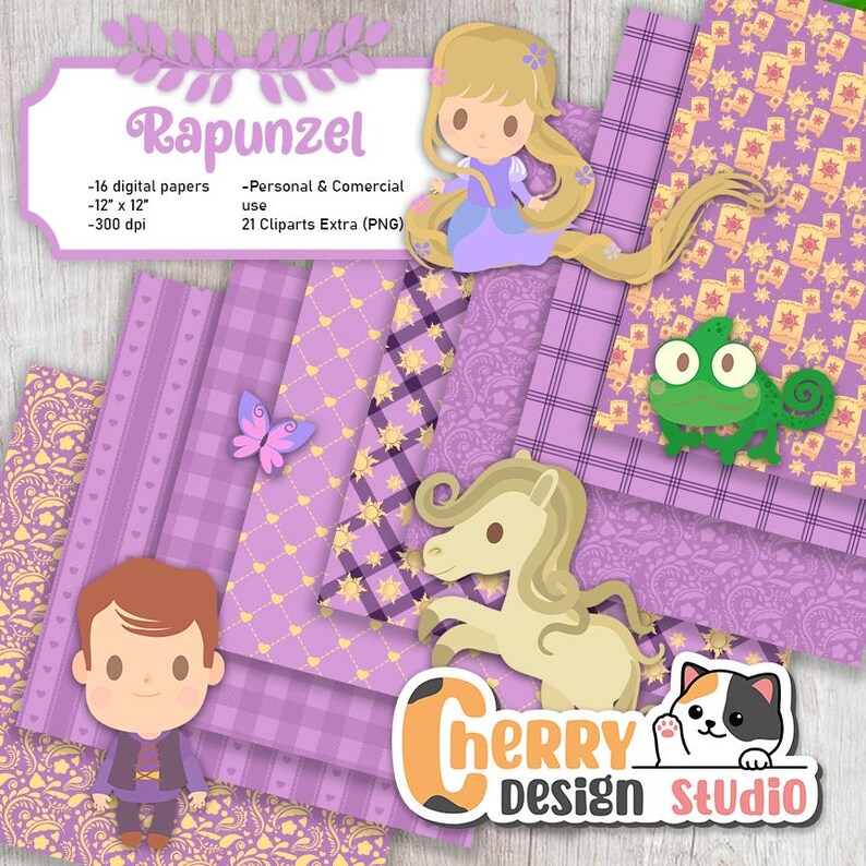 Rapunzel Digital Papers - Etsy