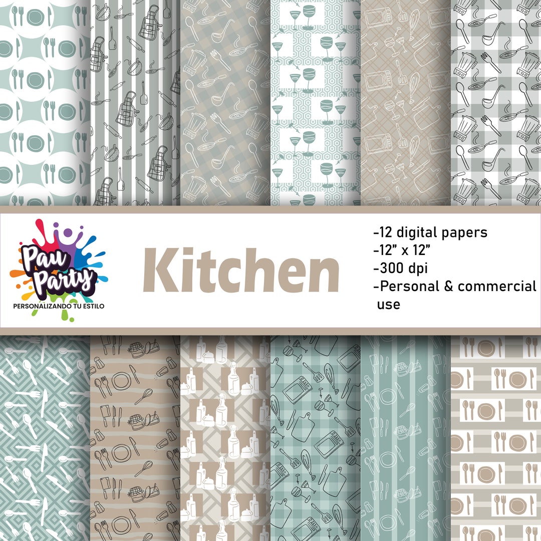 Kitchen Digital Papers - Etsy